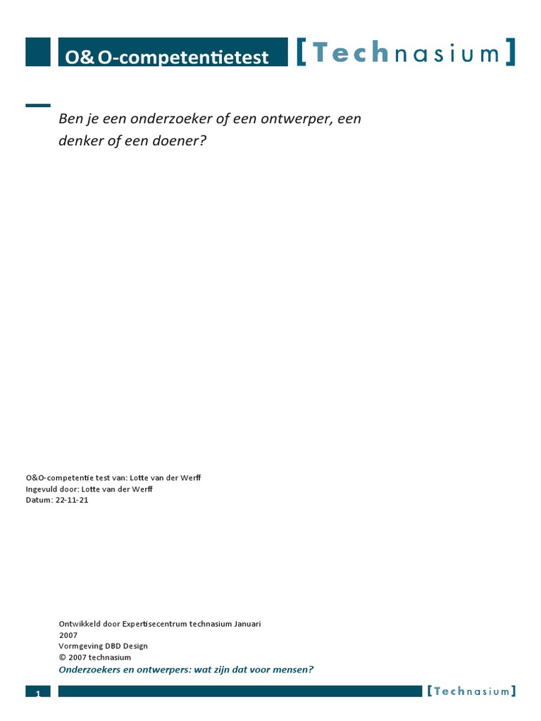 O o Competentietest Lotte Van Der Werff | PDF
