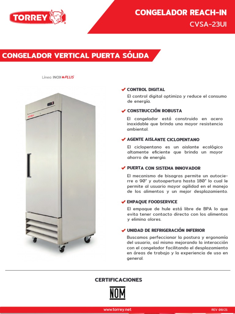 Congelador Reach-In CVSA-23UI Eficiente | PDF | Ingeniería de ...