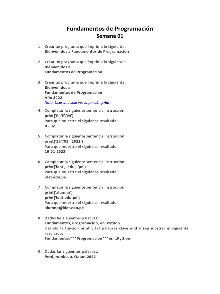 Ejercicios Python | PDF | Informática