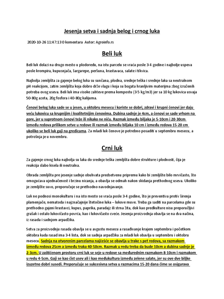 Jesenja Sadnja | PDF