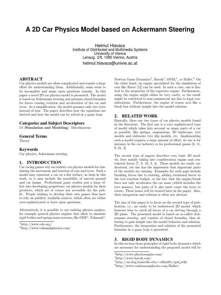 2D Car Physics Model Using Ackermann Steering | PDF | Rotation Around A ...