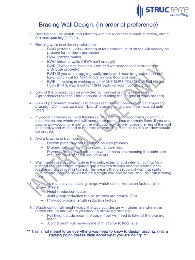 Bracing Wall Design: (In Order of Preference) | PDF | Truss | Framing ...