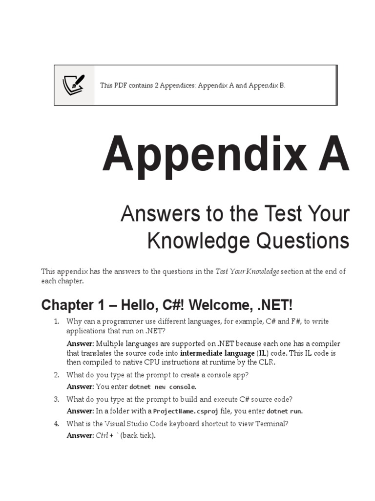 Appendix A: Answers To The Test Your Knowledge Questions | PDF ...
