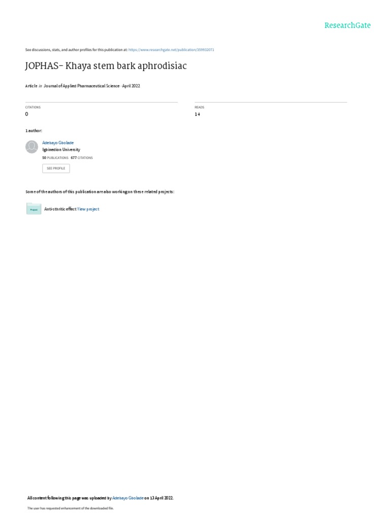 Gbolade, A. A. | PDF | Testosterone | Libido