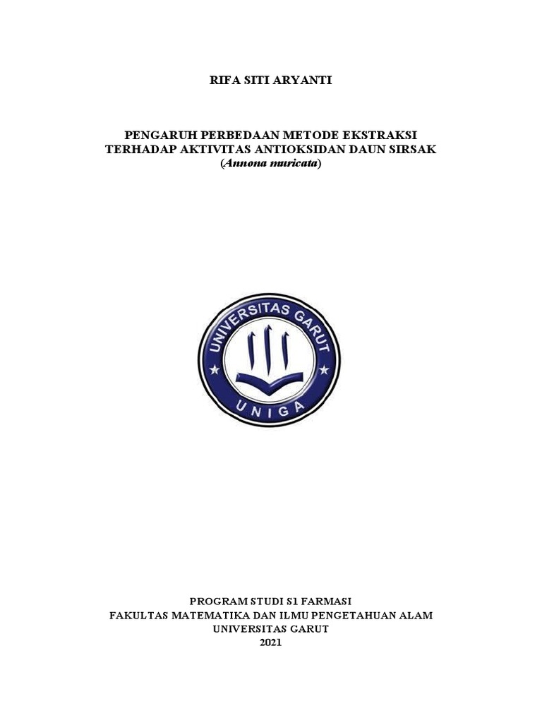 Metode Ekstraksi dan Aktivitas Antioksidan Daun Sirsak | PDF