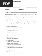 Sack Sentence Completion Test | PDF