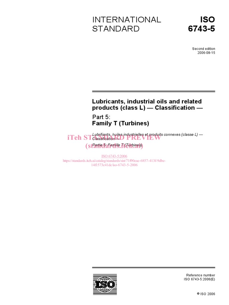 ISO 6743-5 - 2006 - Part. 5 - Family T - Turbines | PDF | International ...