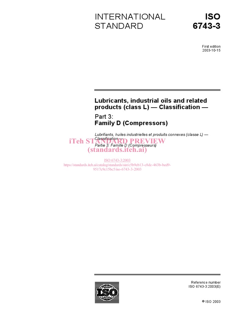 ISO 6743-3 - 2003 - Part. 3 - Family D - Compressors | Download Free ...