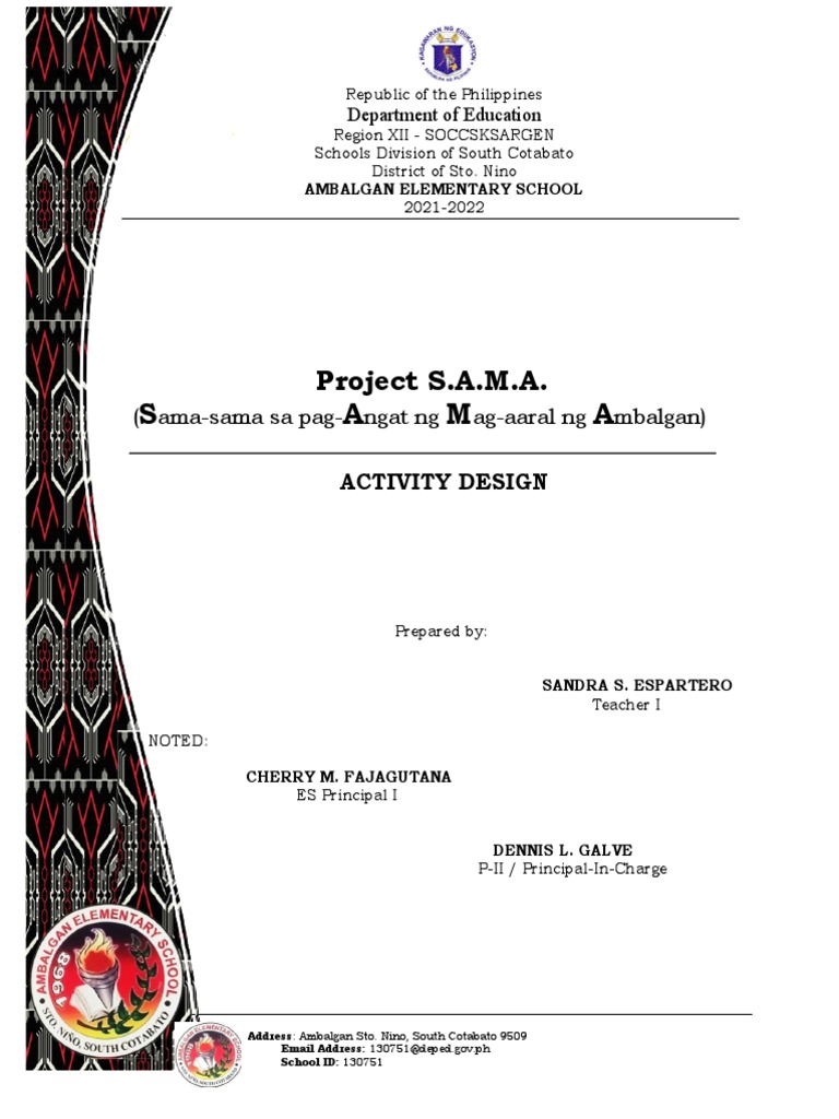 Activity Design On Project SAMA | PDF