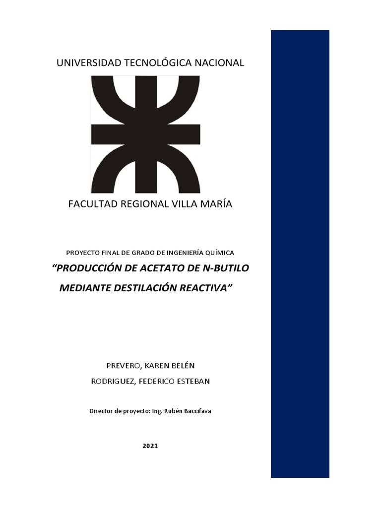Produccion de Acetato de N-Butilo Mediante Destilacion Reactiva ...