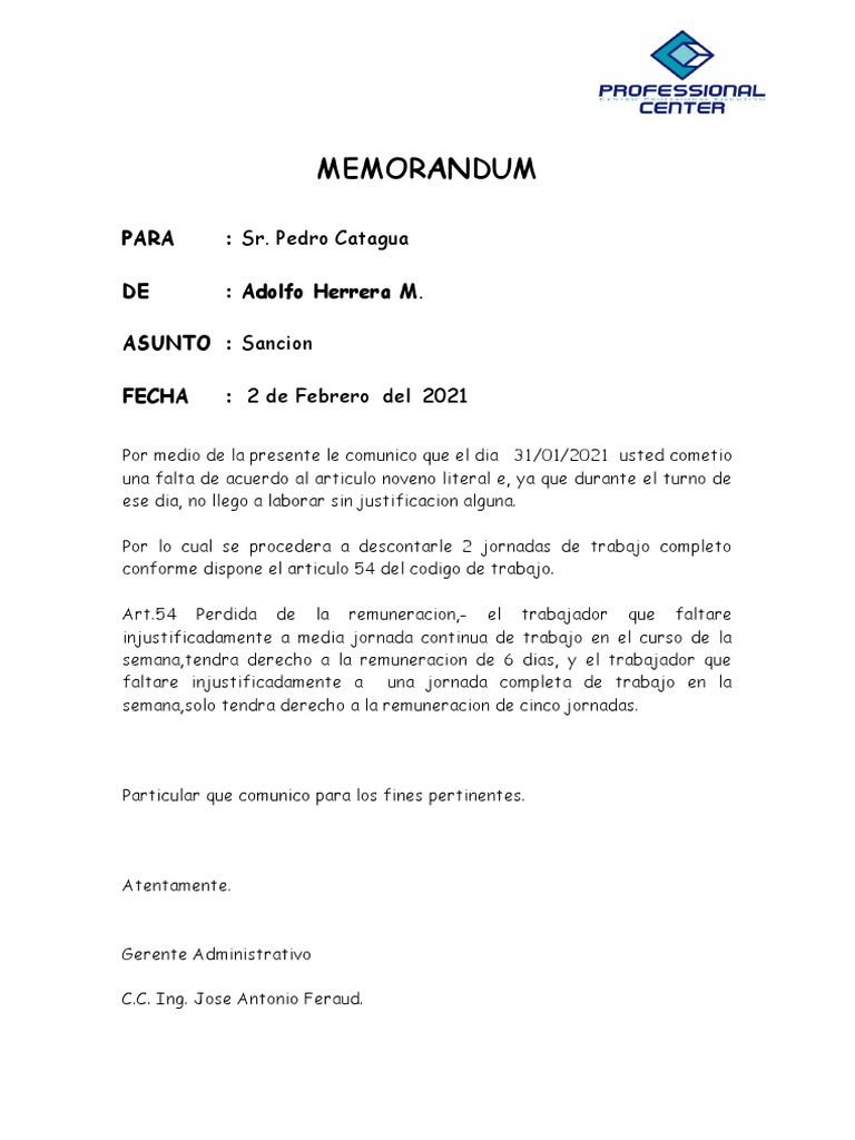 Formato Memo | PDF