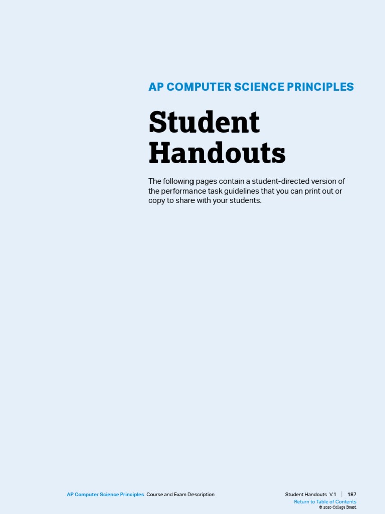 Student Handouts: Ap Computer Science Principles | PDF | Subroutine ...