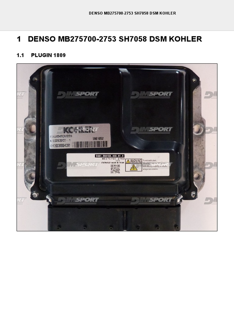 1 Denso MB275700-2753 SH7058 DSM Kohler: 1.1 Plugin 1809 | PDF