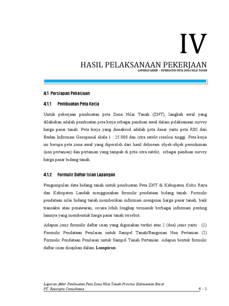Bab Iv - Hasil Pelaksanaan Pekerjaan - Lap Akhir ZNT 2021 | PDF