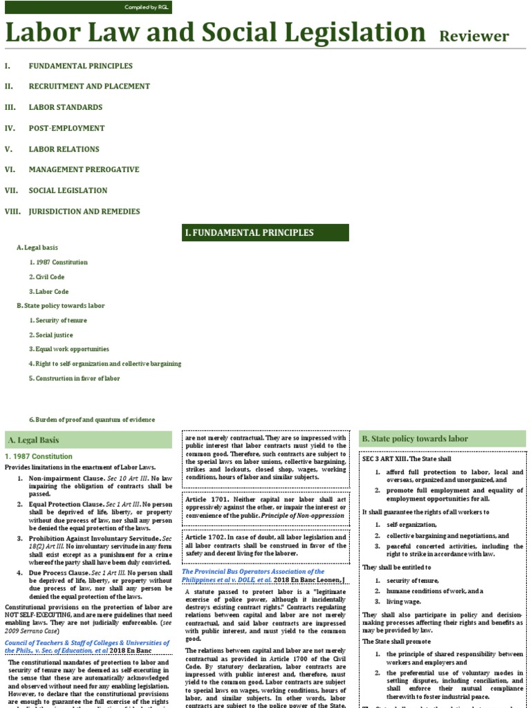 Labor Law and Social Legislation Review 2020 21 | PDF | Labour Law ...