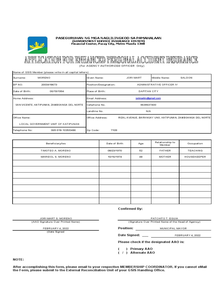 GSIS Membership Information Sheet | PDF | Philippines | Government