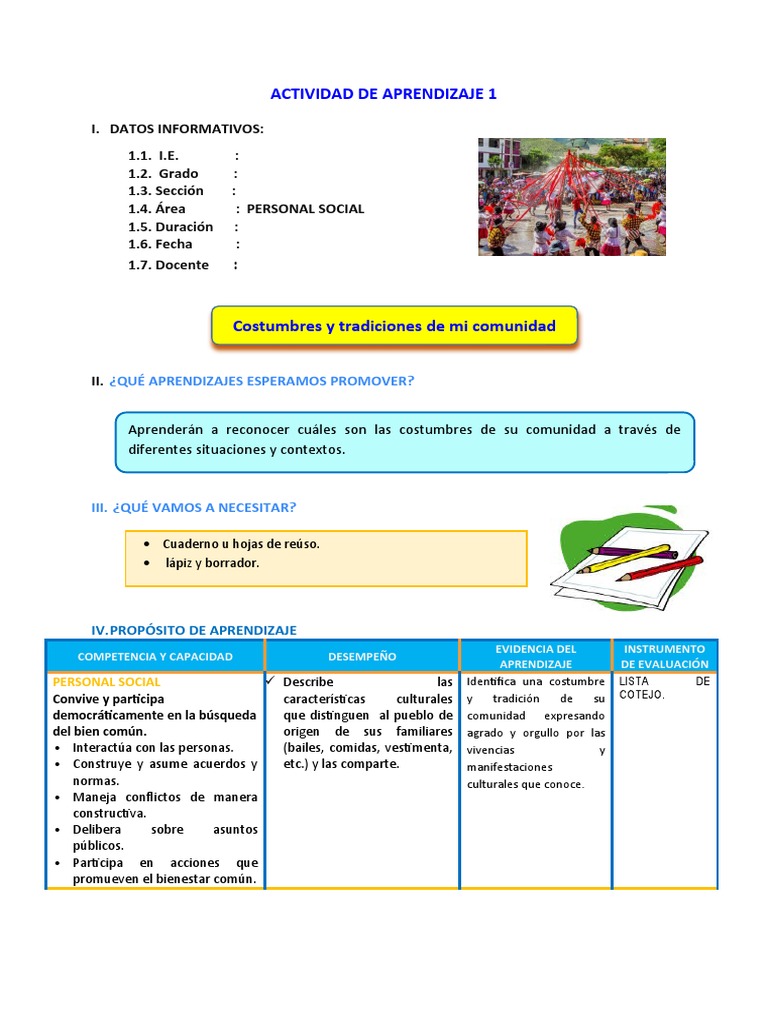 D1 A2 SESION Costumbres y Tradiciones de Mi Comunidad | PDF ...