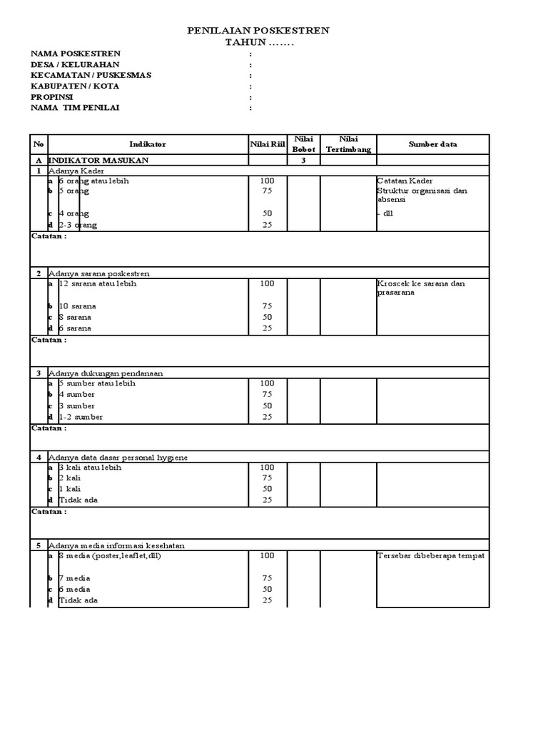 Form Poskestren | PDF