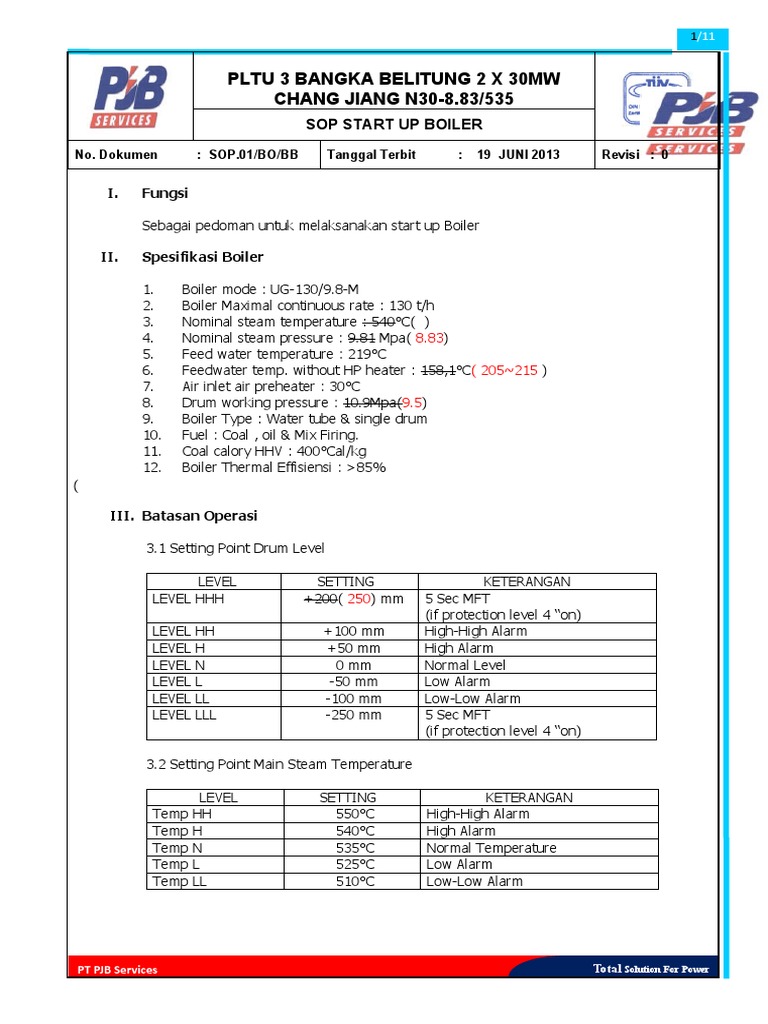 01 Sop Start Up Boiler | PDF