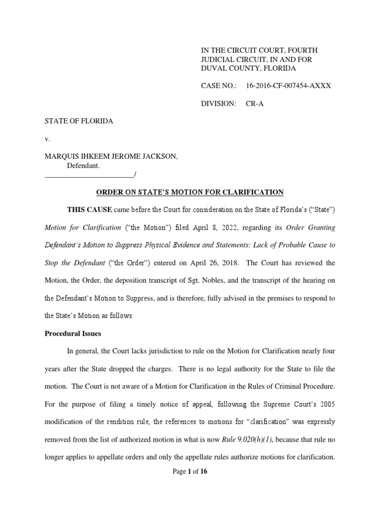Order on Motion for Clarification | PDF | Deposition (Law) | Witness
