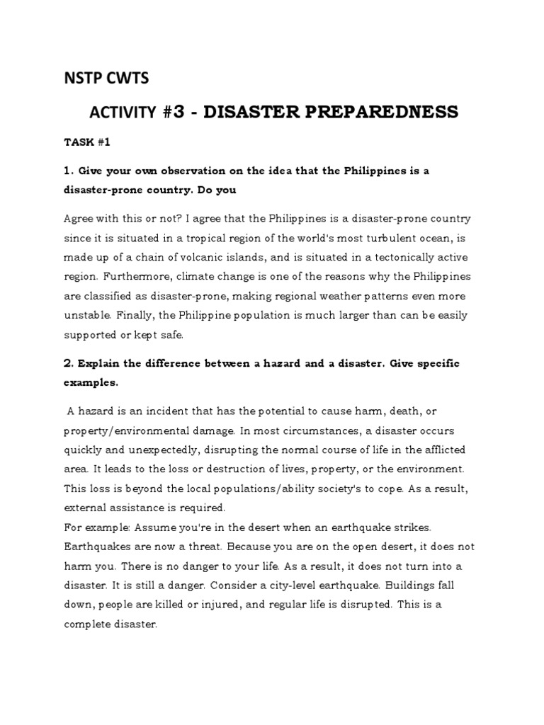 NSTP CWTS MODULE 3 Disaster Preparedness | PDF | Hazards | Nature