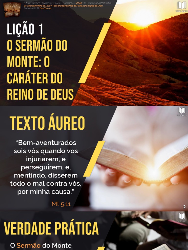 Slides Lição 1 O Sermão Do Monte O Caráter Do Reino De Deus