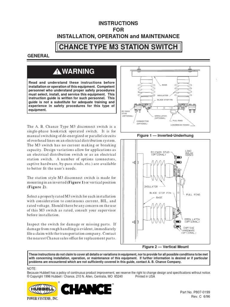 Chance Type M3 Station Switch: Warning | PDF | Switch | Electrical ...