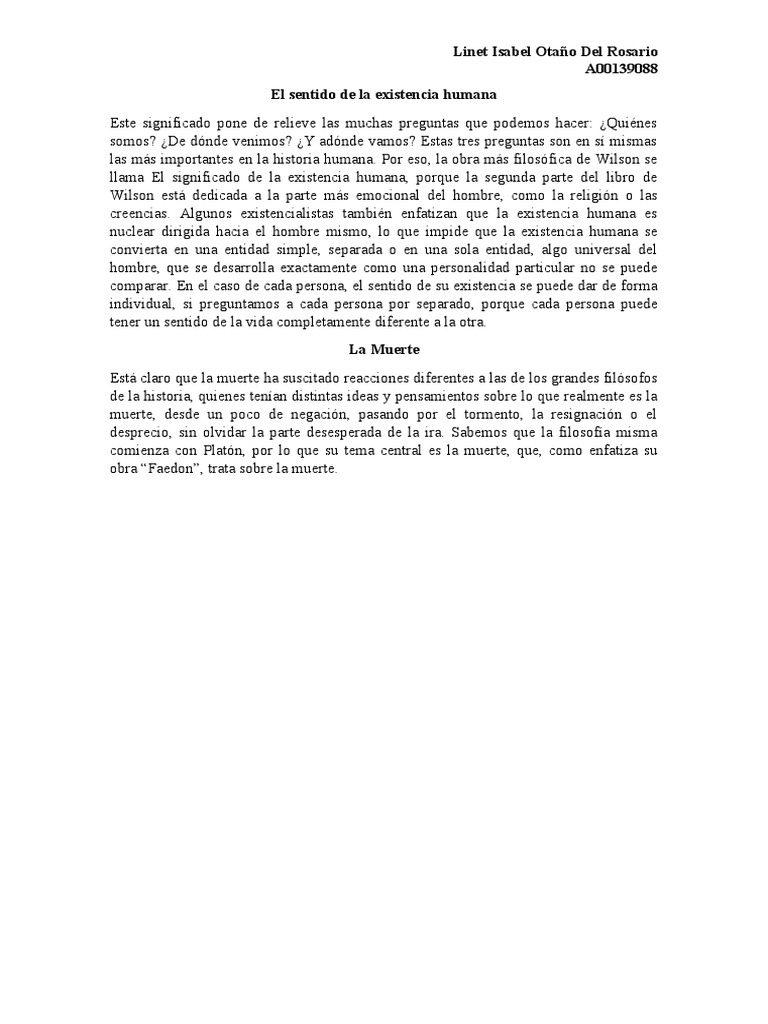 El Sentido de La Existencia Humana | PDF