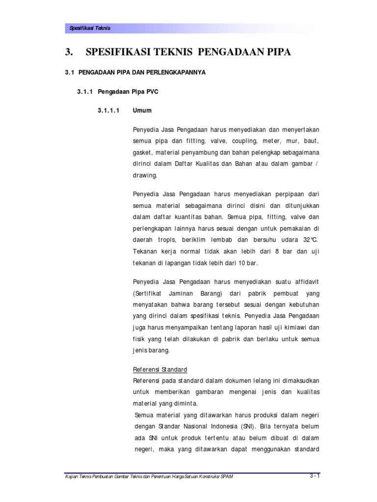 Spesifikasi Teknis Pipa | PDF