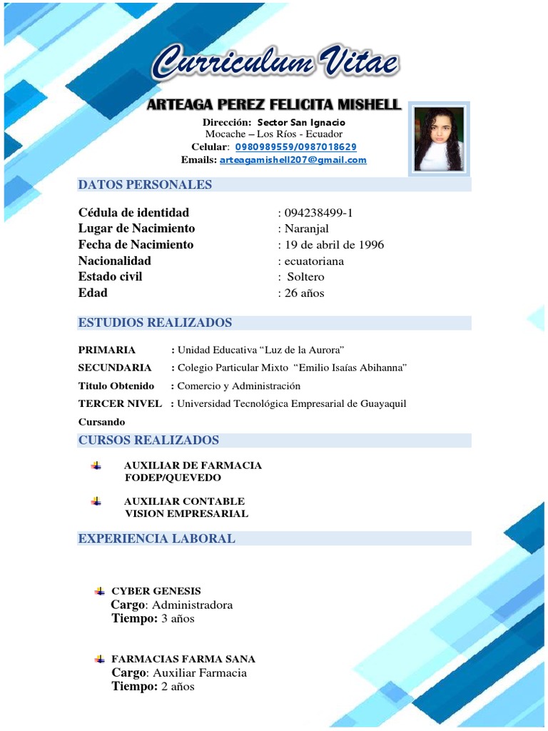 Curriculum Vitae Arteaga Perez Mishell | PDF