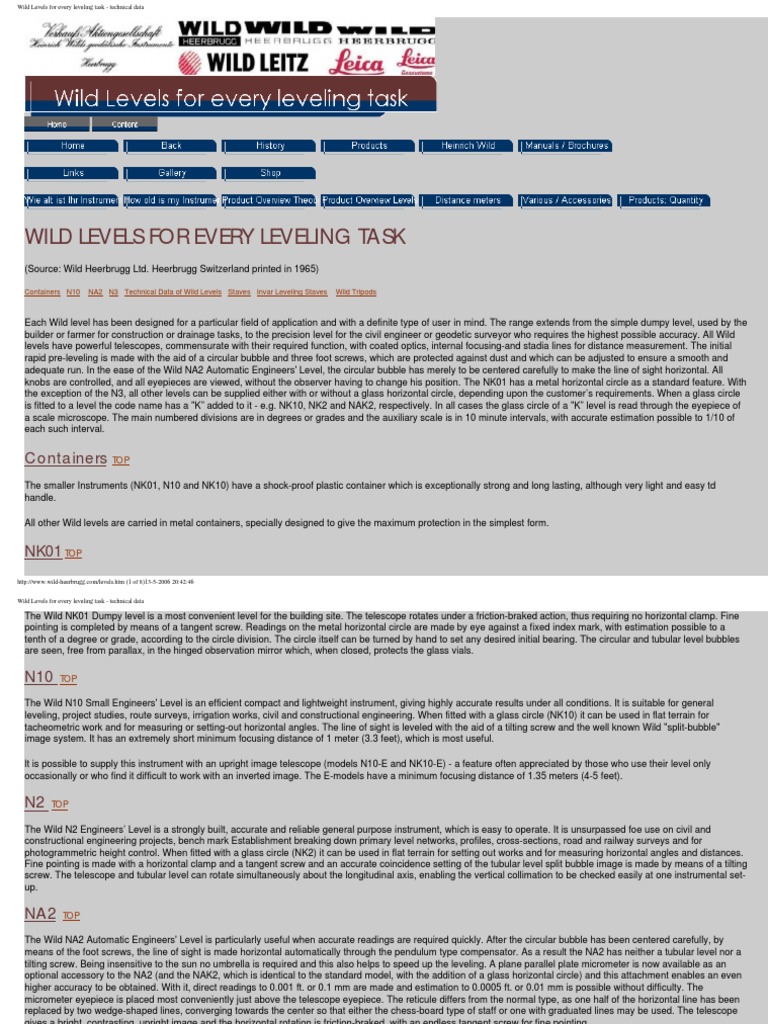 Wild Levels For Every Leveling Task: Containers | PDF | Metrology