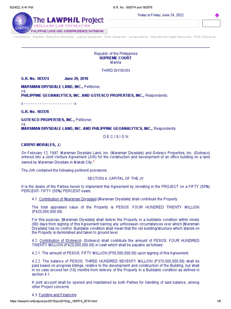 43 Marsman Drysdale Land Inc. Vs Philippine Geoanalytics | PDF ...