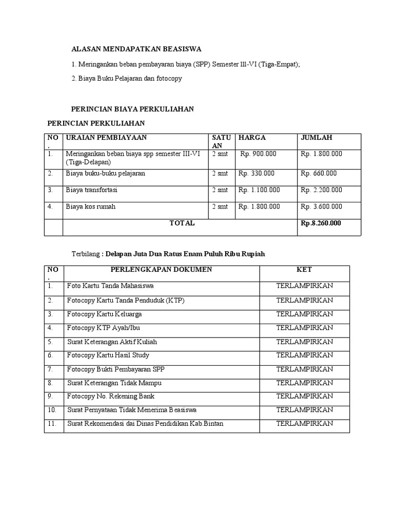 Proposal Beasiswa | PDF