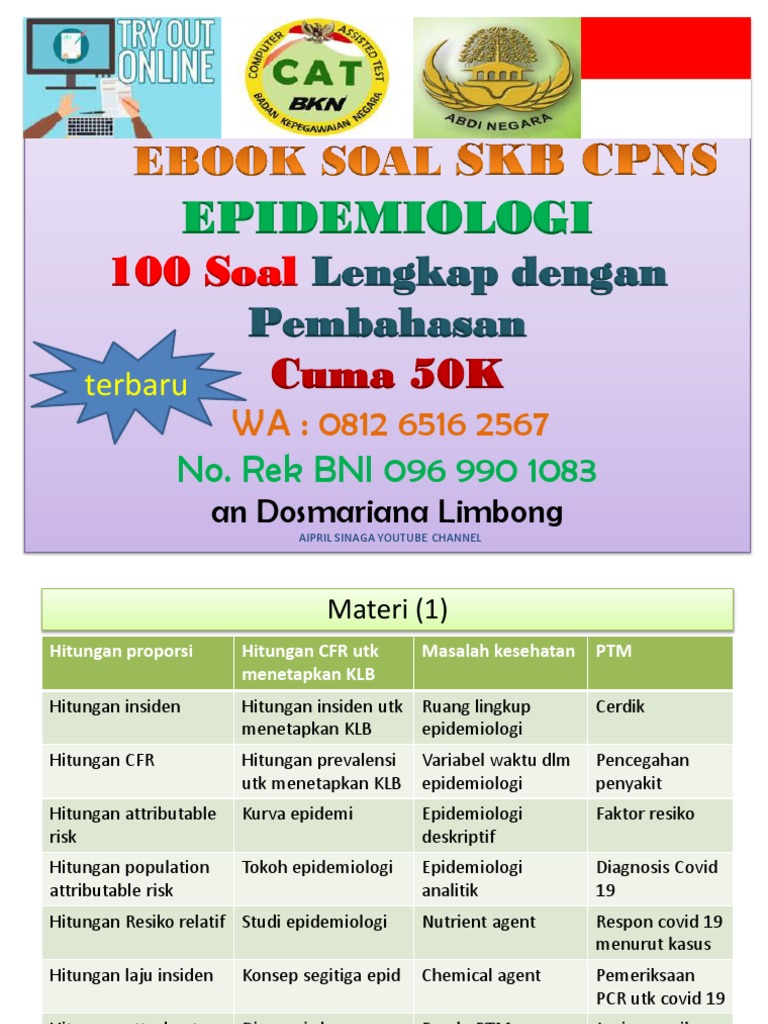 Ebook SKB Epid Terbaru 100 Soal Dan Pembahasan | PDF