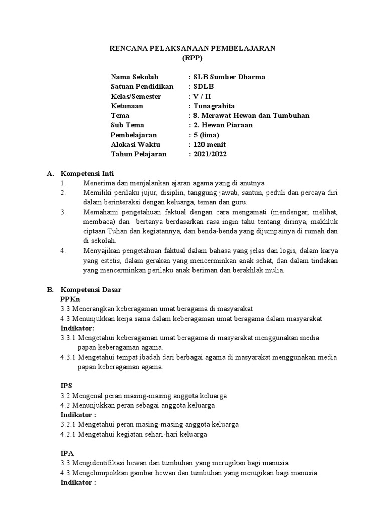 RPP Kelas V Tema 8 Sub. 2 | PDF
