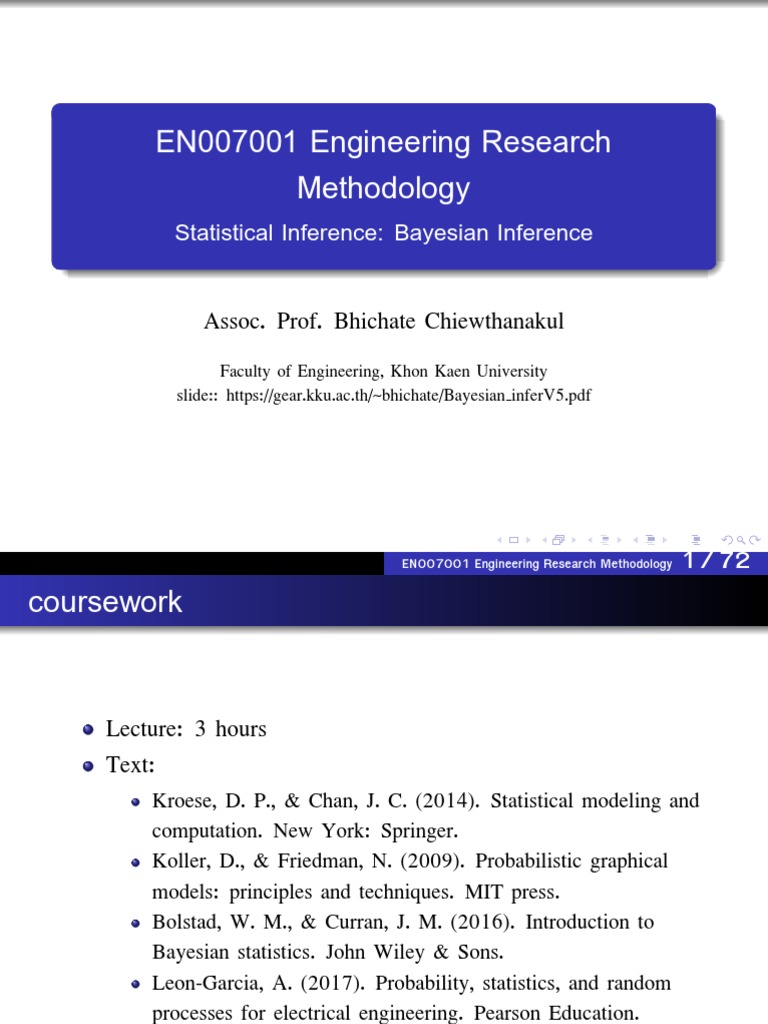 EN007001 Engineering Research Methodology: Statistical Inference ...