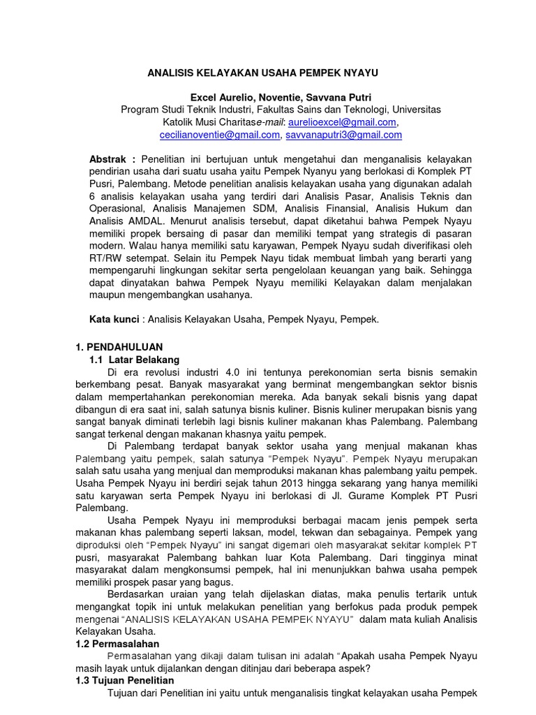 Analisis Kelayakan Usaha Pempek Nyayu | PDF | Bisnis