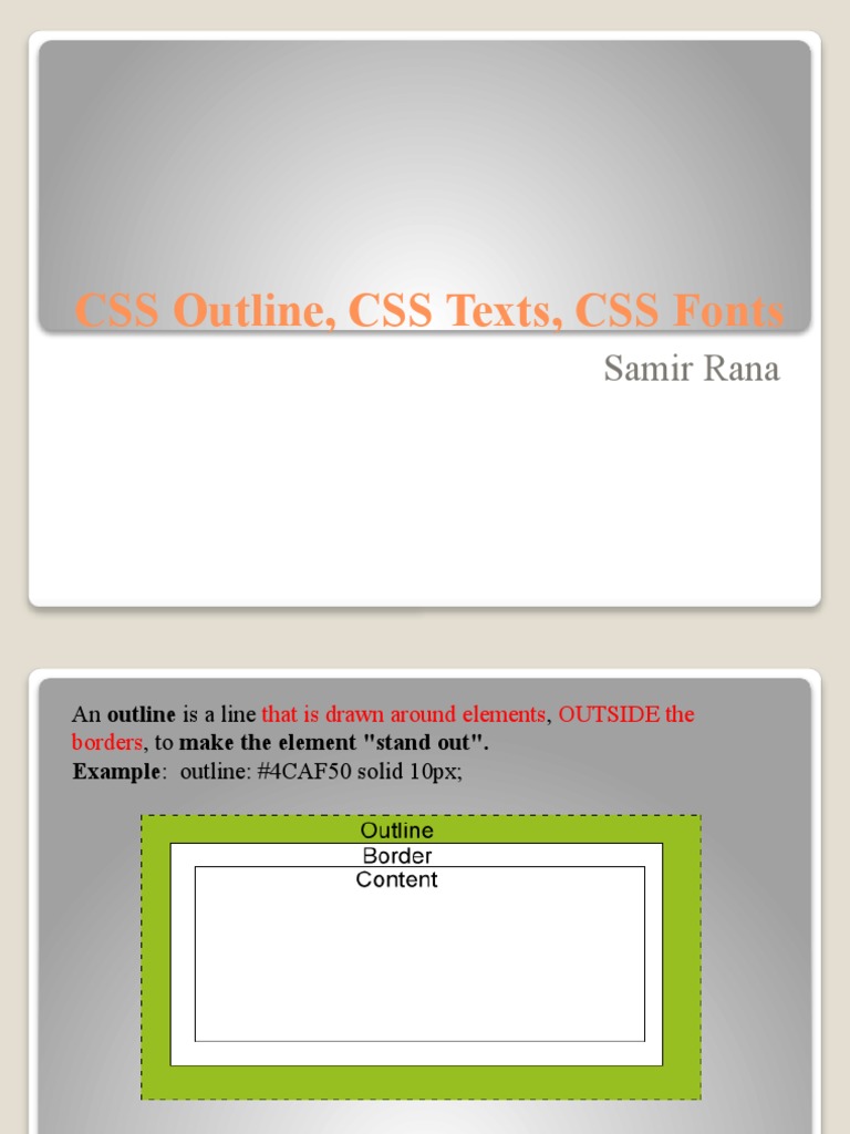 CSS Outline, CSS Texts, CSS Fonts | PDF | Graphic Design | Computing