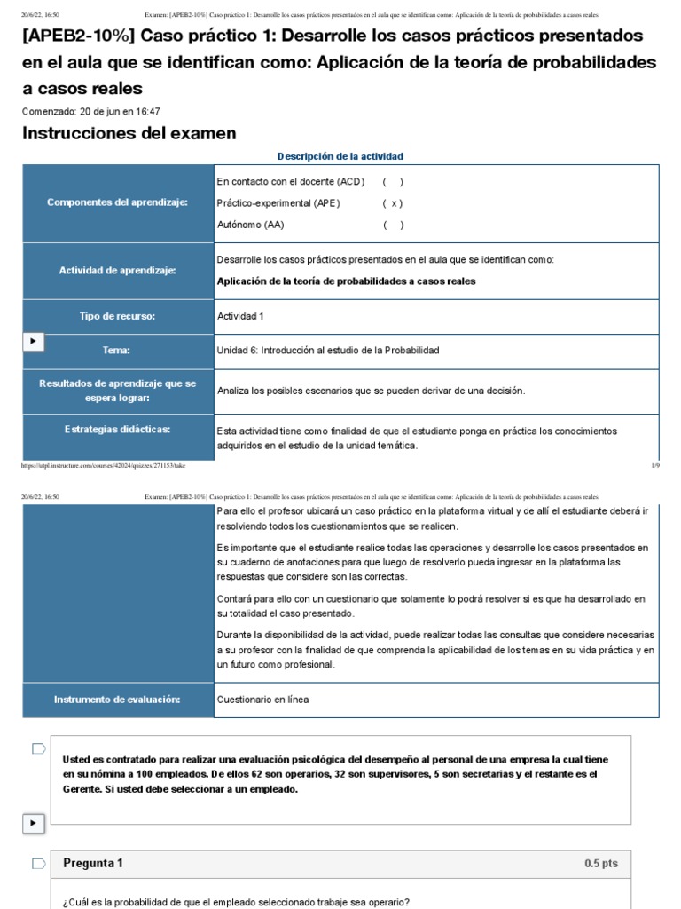 Examen - (APEB2-10%) Caso Práctico 1 - Desarrolle Los Casos Prácticos Presentados en El Aula Que ...