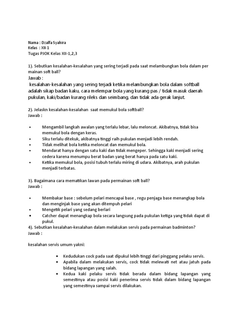 Tugas Pjok | PDF | Olahraga & Rekreasi