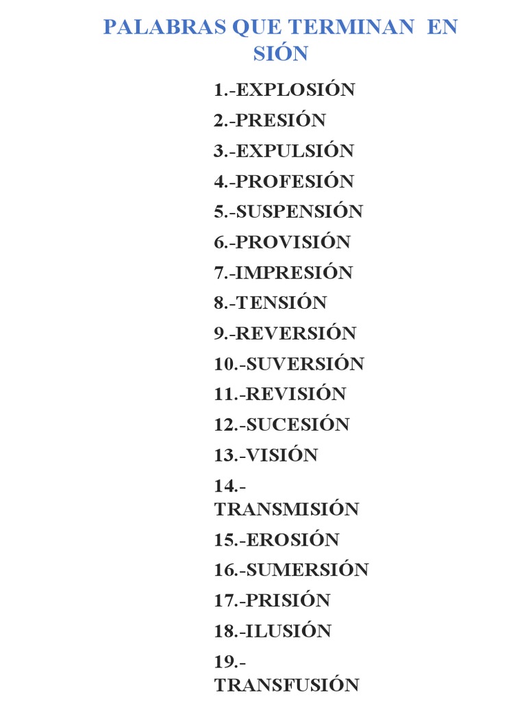 Palabras Con Sion y Cion | PDF