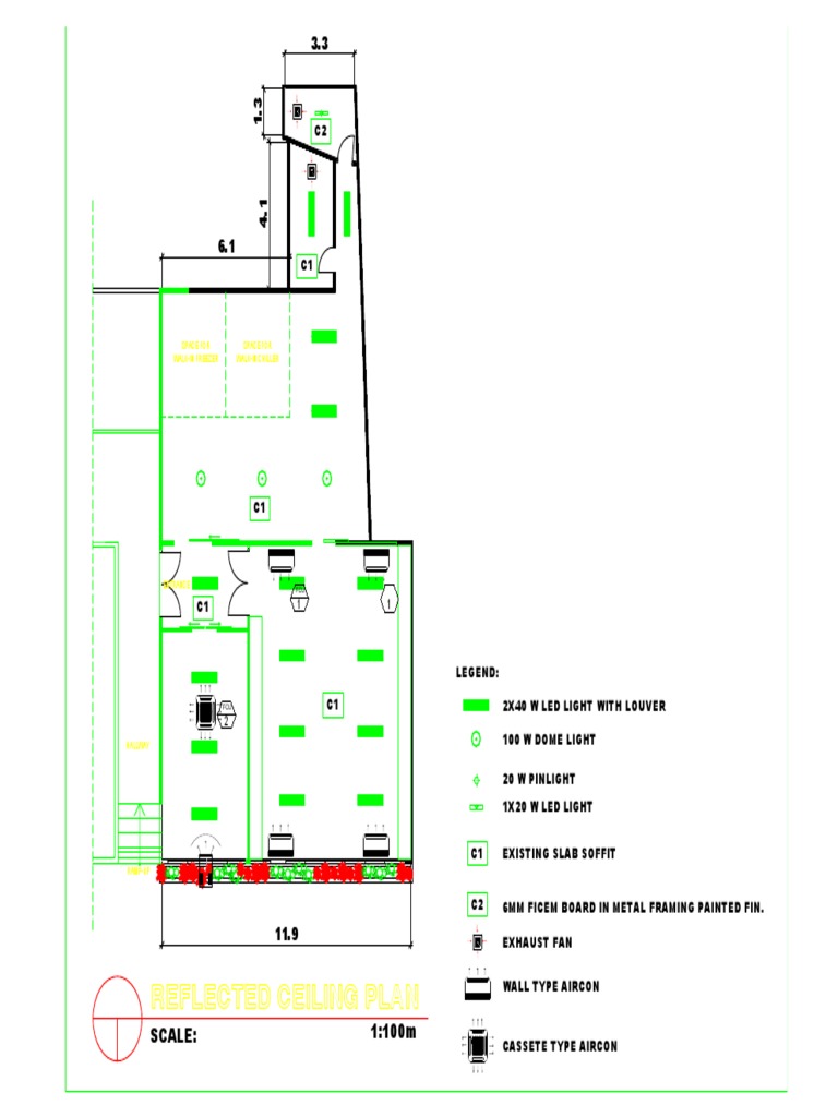 Reflected Ceiling Plan: Scale: 1:100m | PDF