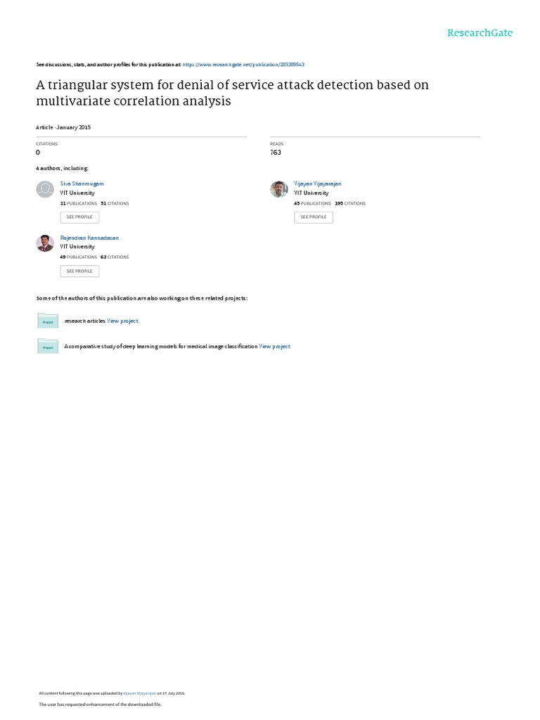 A Triangular System For Denial Of Service Attack Detection Based On