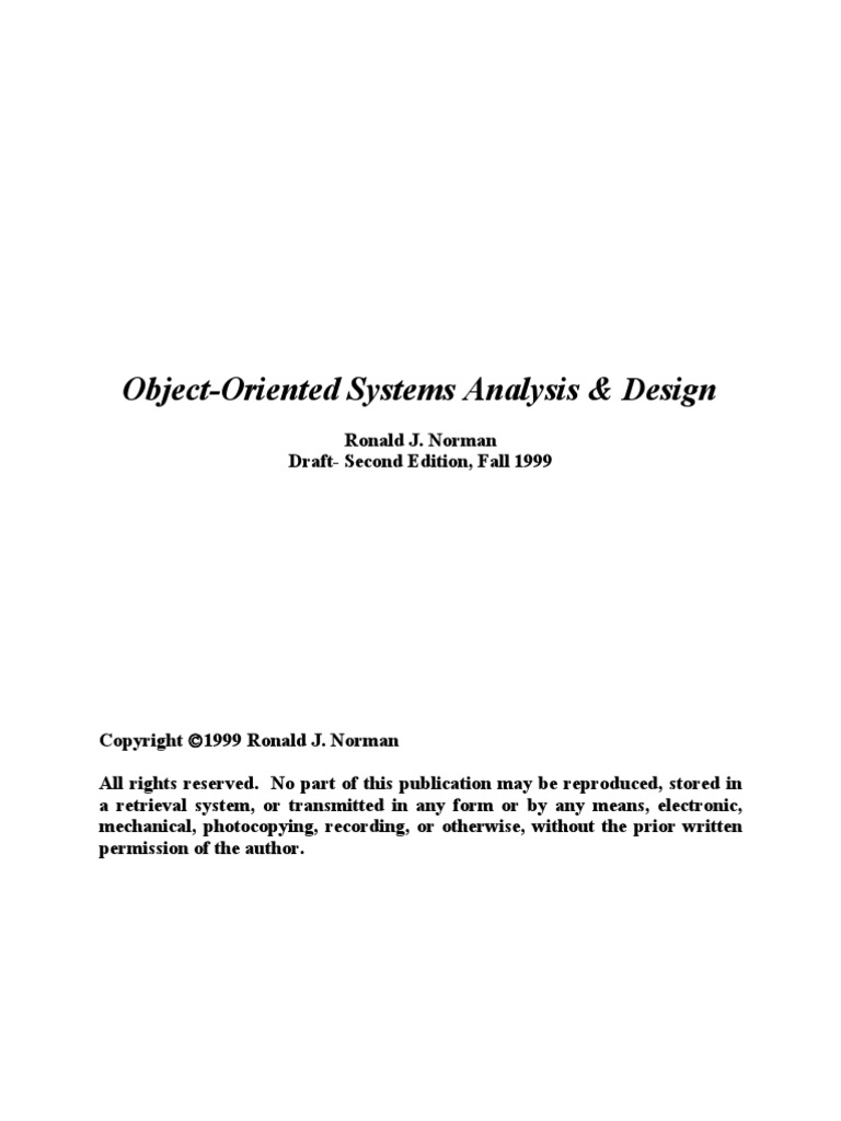 Object Oriented Systems Analysis And Design Pdf Information System Software Development