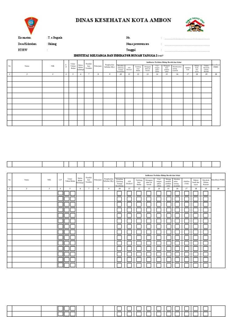 Formulir Pendataan PHBS Darbin | PDF