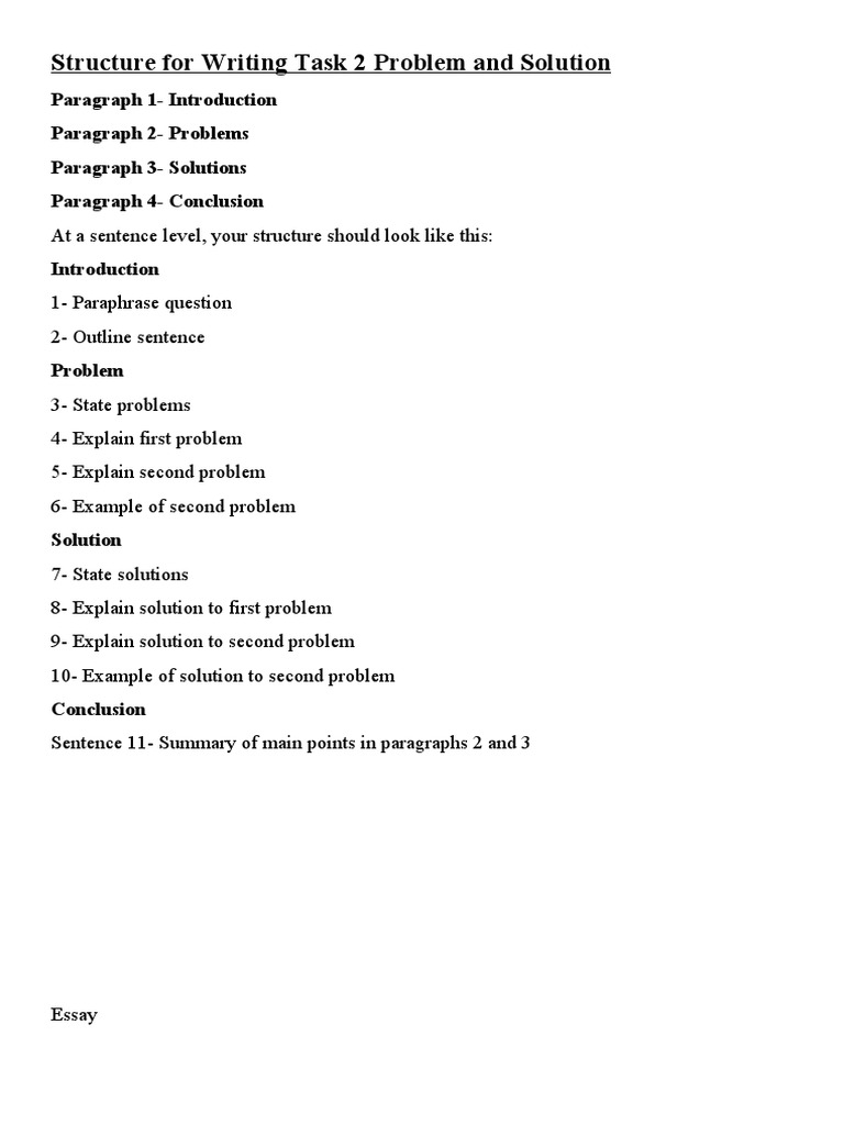 Structure For Writing Task 2 Problem and Solution | Download Free PDF ...