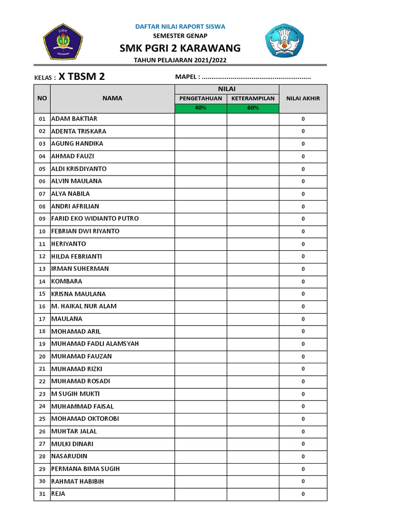X TBSM 2 - Mapel - NamaGuru | PDF
