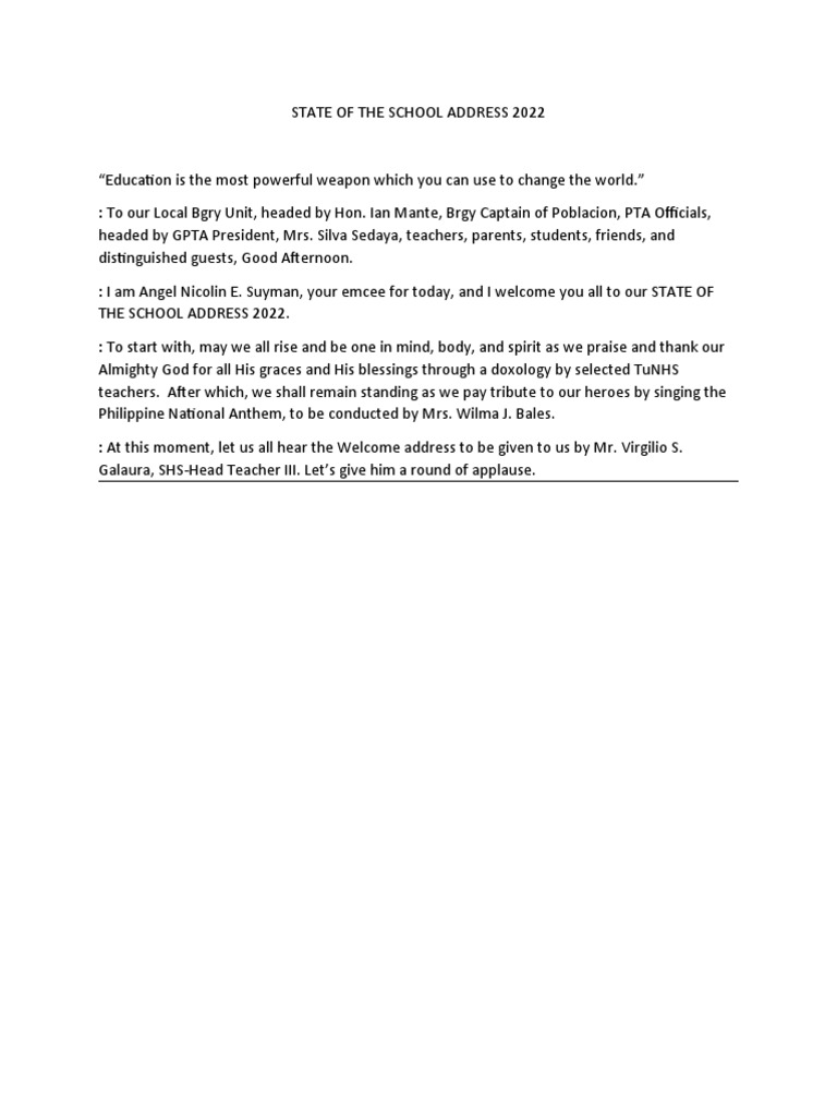 State of the School Address 2022 | PDF | Travel | Lifestyle
