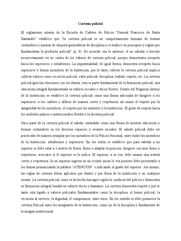 Cortesía Policial | PDF | Policía | Institución