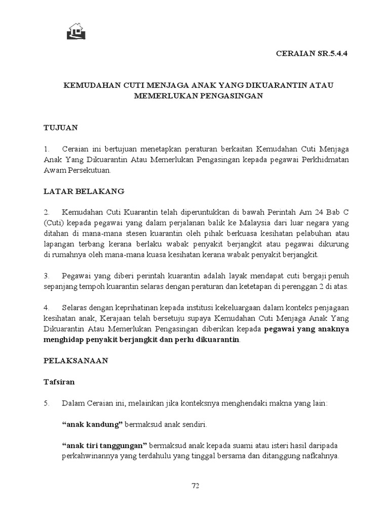 Cuti Kuarantin | PDF